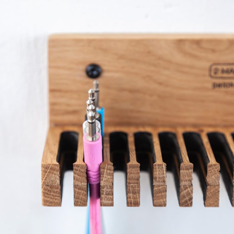 Patch cable holder in solid Oak and/or patch cables - 2 Many Synths