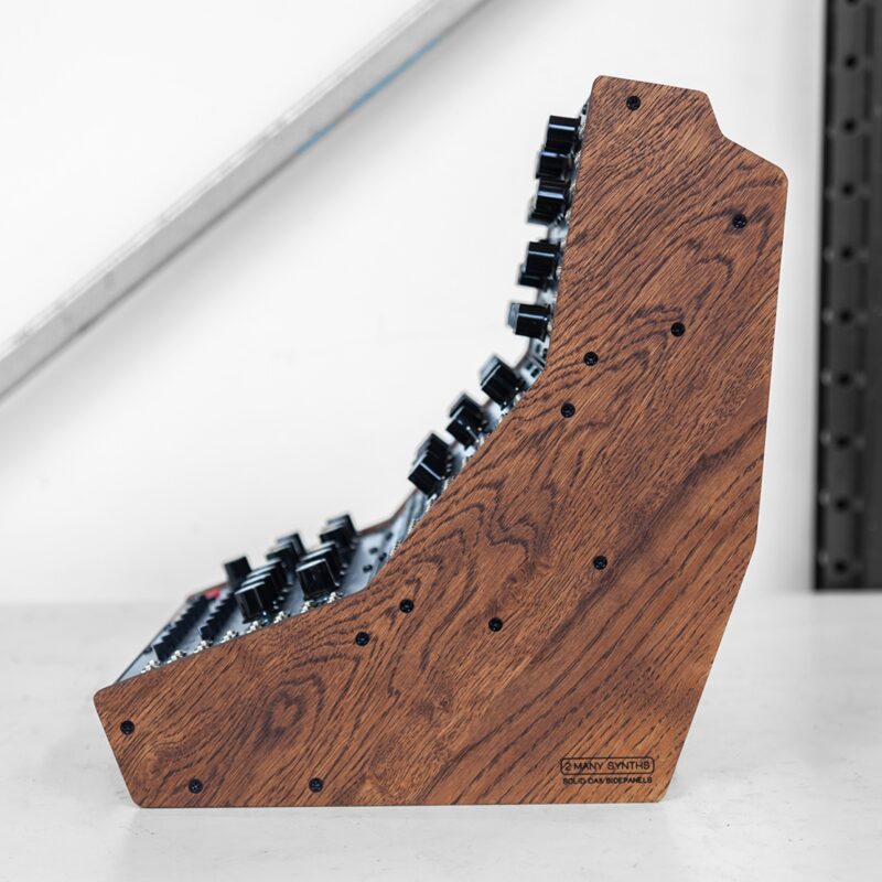 Moog multi-tier solid oak sidepanels in solid Oak - 2 Many Synths