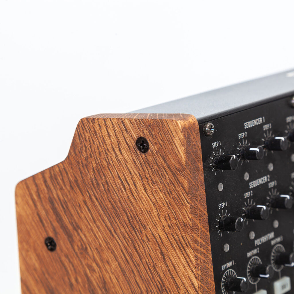 Moog multi-tier solid oak sidepanels in solid Oak - 2 Many Synths