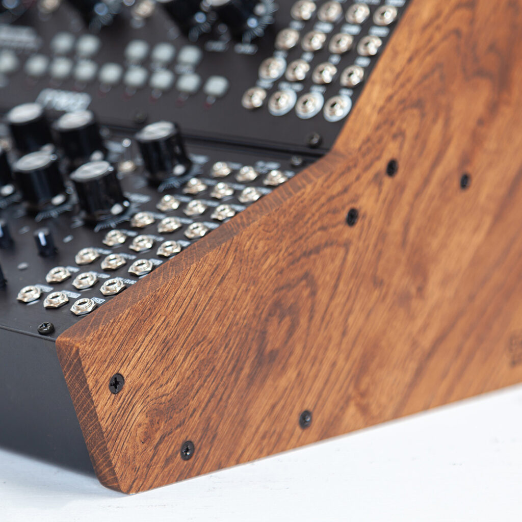 Moog multi-tier solid oak sidepanels in solid Oak - 2 Many Synths
